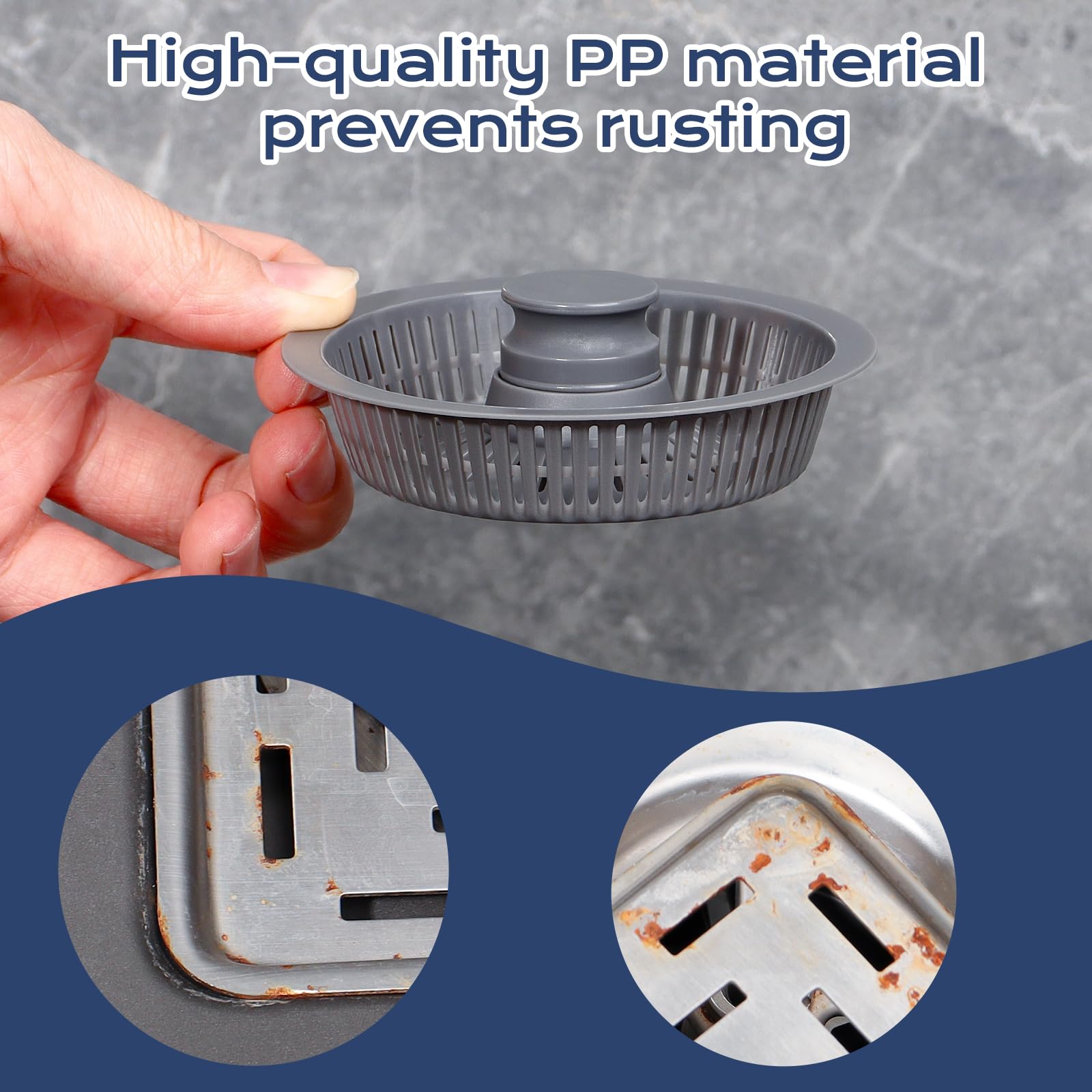 WRISIN 3 in 1 Kitchen Sink Drain Strainer and Stopper, 304 Stainless Steel Sink Stopper, Kitchen Sink Bounce Core Drain Strainer Basket-Design for Quick and Easy Food Catching and Waste Management