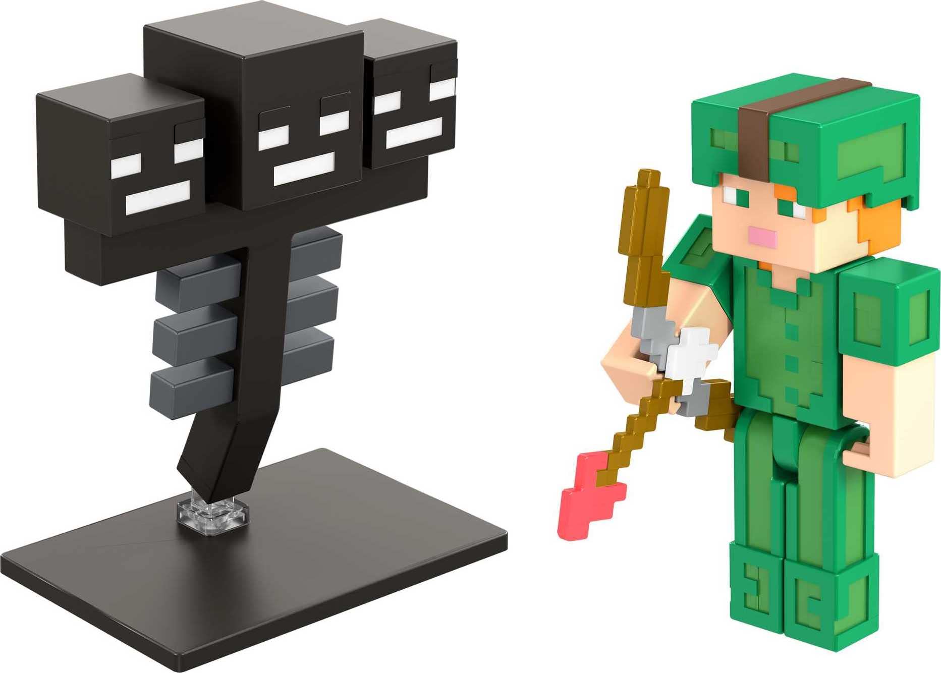 Mattel Minecraft Craft-a-Block 2-Pk, Action Figures & Toys to Create, Explore and Survive, Authentic Pixelated Designs, Collectible Gifts for Kids Age 6 Years and Older