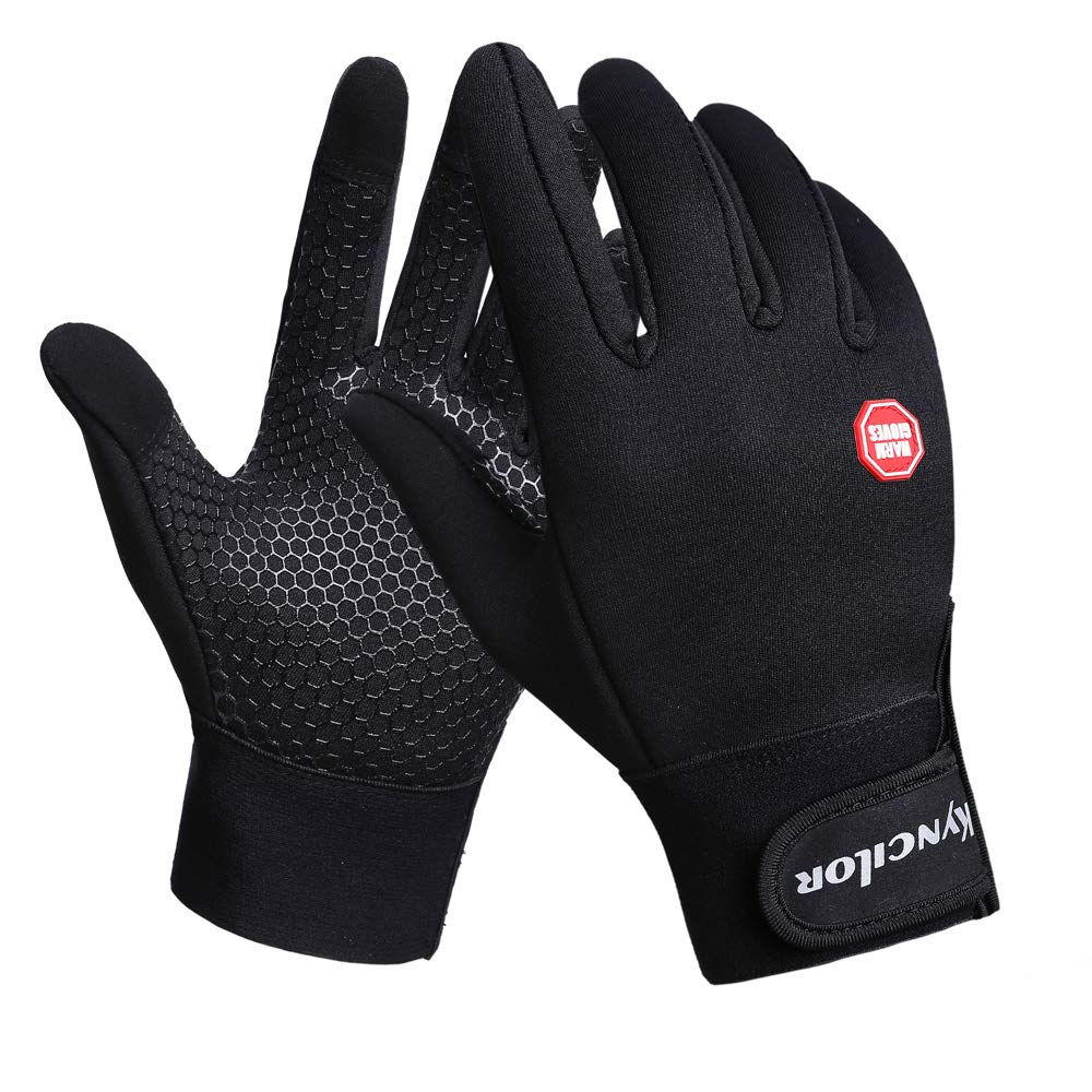KYNCILOR Winter Full Finger Non-Slip Silicone Warm Cycling Gloves, Touch Screen, Splash-Proof for Cycling, Hiking, Climbing, Running, Camping Outdoor Projects(Large)