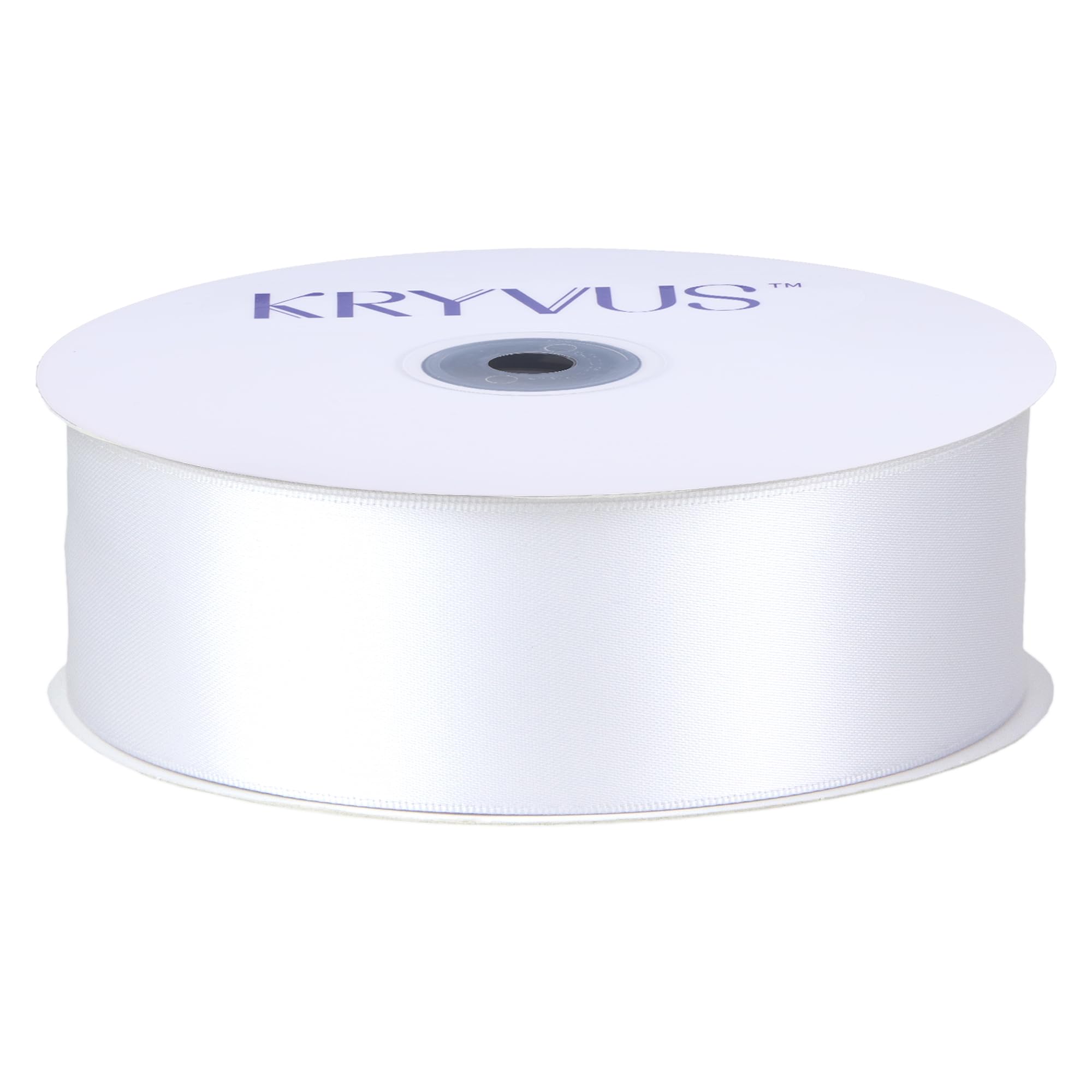 KRYVUS Double Faced 4" White Polyester Satin Ribbon 5 Yards Use for Bows Bouquet,Christmas Gift Wrapping,Floral Arrangement
