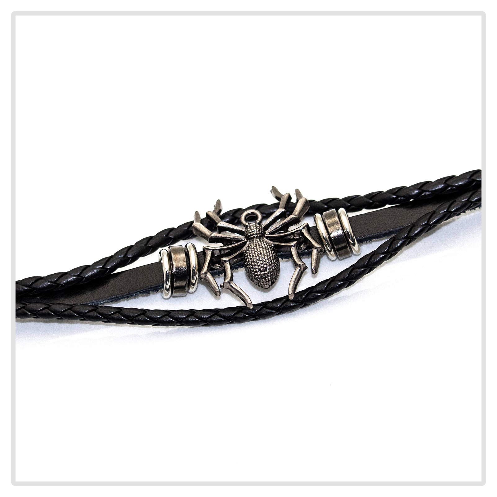 Mgutillart Punk Alloy Buckle Bracelet Spider Leather Bracelet(Spider)