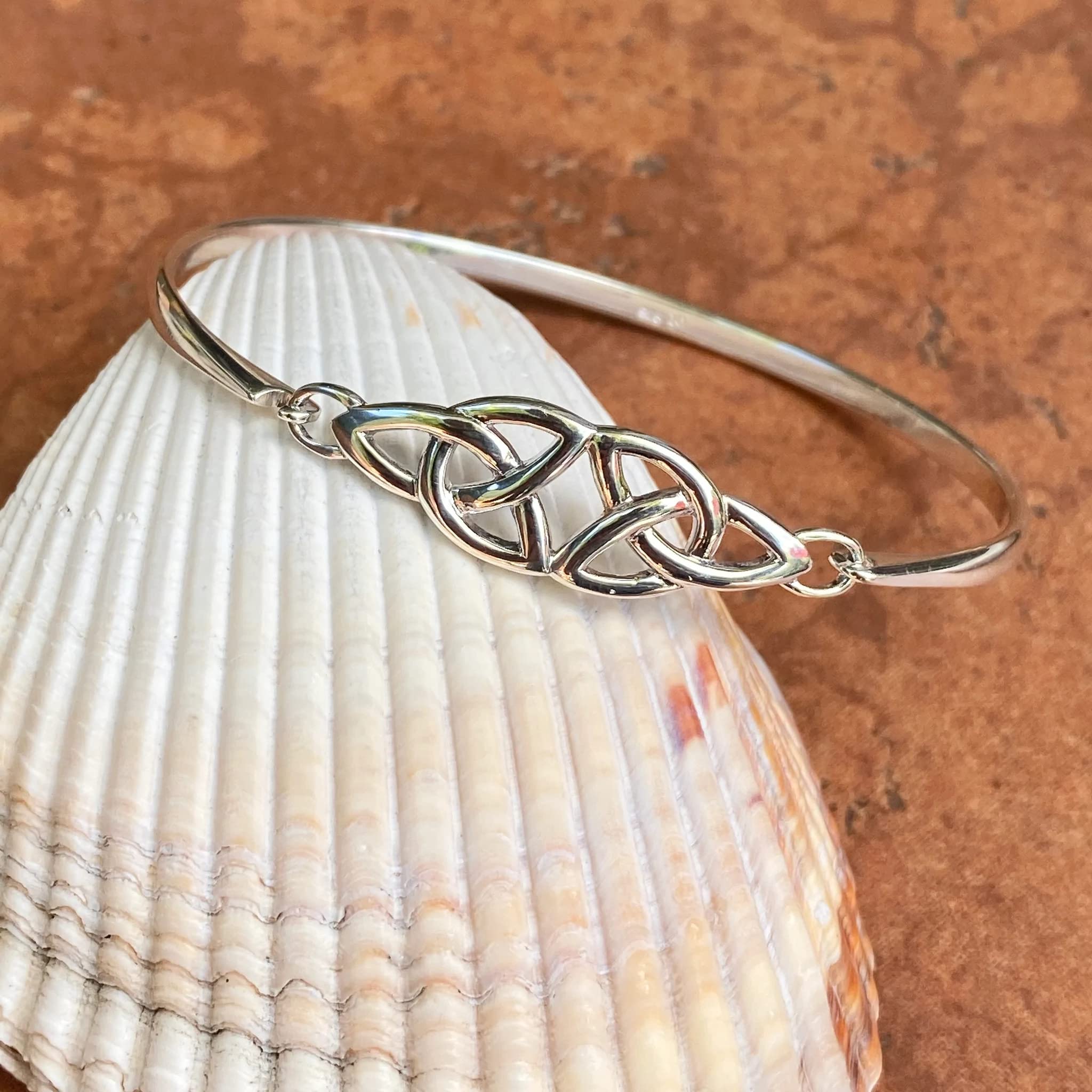 JewelryWeb - 925 Sterling Silver Celtic Knot Expandable Stackable Bangle Bracelet - Celtic Jewelry for Women - Itrish Jewelry - Claddagh Bangle Bracelet - St Patricks Day Gift for her