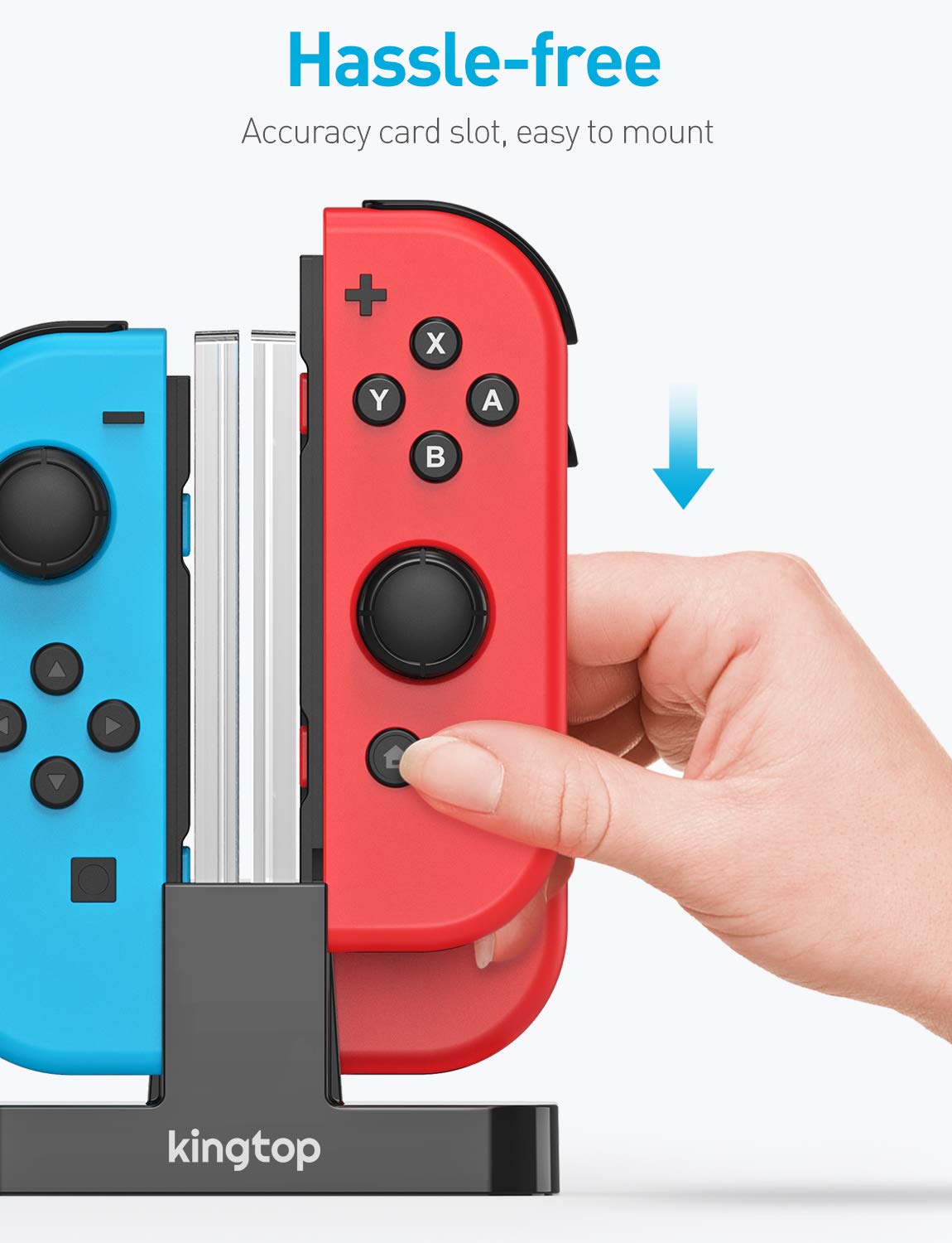 KINGTOP Charging Station Compatible for Nintendo Switch Joy-Con & OLED Model Controllers Charger Dock Stand with Individual LEDs Indicator and Type C Charging Cable