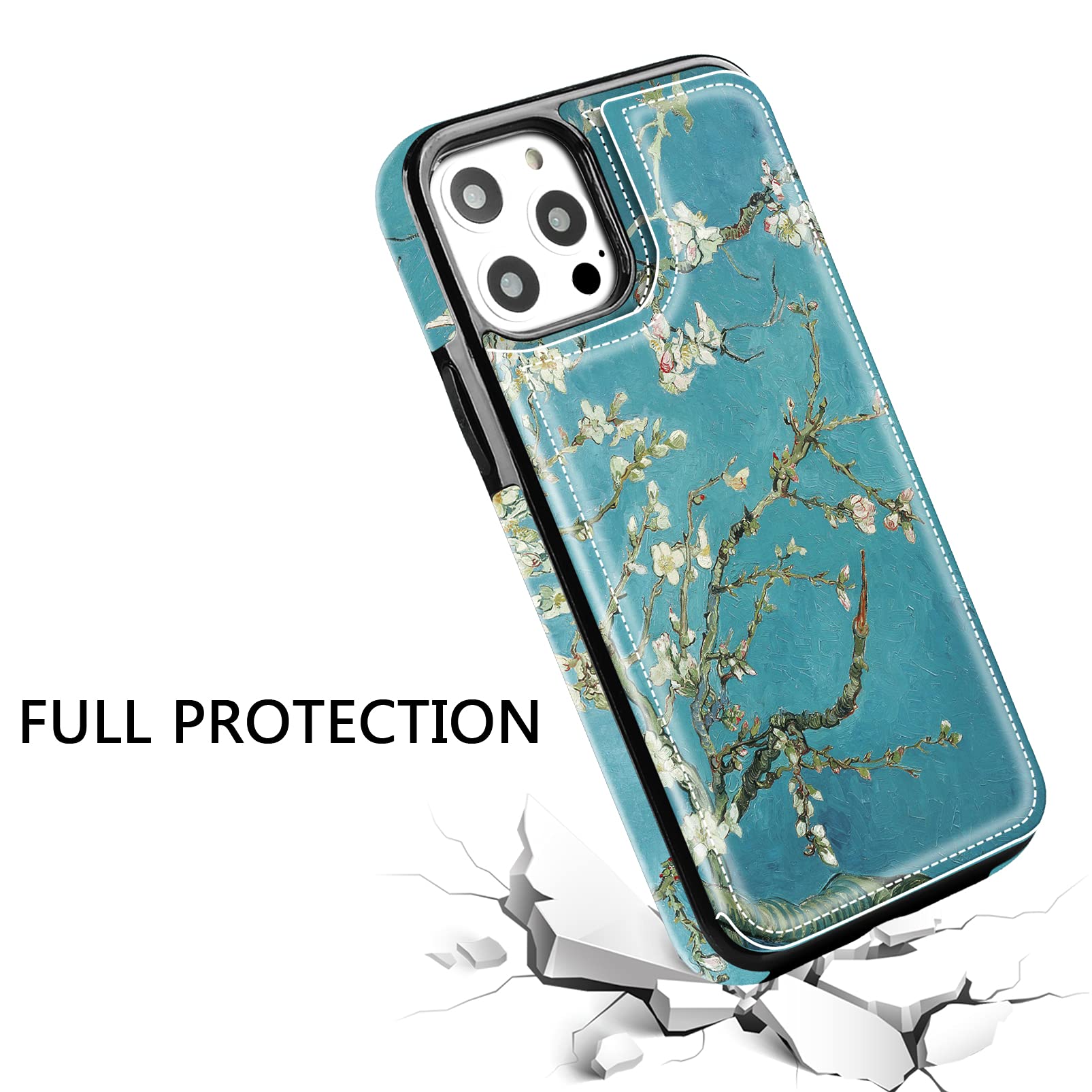 Hoofur for iPhone 14 Pro Case, Slim Fit Premium Leather Wallet Case with Card Holder Slots Shockproof Folio Flip Protective Defender Shell for iPhone 14 Pro 2022 (Peach Blossom)