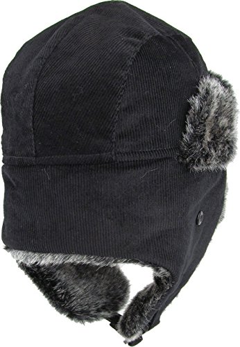 KBW-603 BLK Corduroy Aviator Trapper hat Trooper Ear Flaps Ushanka Eskimo Russian Warm Winter Cold