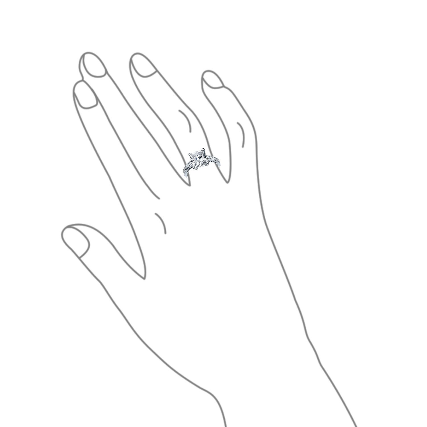 Personalized Classic Timeless 2.5CT AAA CZ Square Brilliant Princess Cut Solitaire Engagement Ring For Women .925 Sterling Silver Cubic Zirconia Pave Side Stone Band Custom Engraved