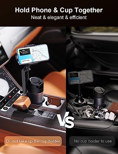 TAZENI Cup Holder Phone Mount for Car Bottle Friendly Cup Phone Holder for Car High Adjustable Cell Phone Cup Holder Expander for Car Easy Install & Sturdy & Durable Fit 4-7‘’ iPhone Android