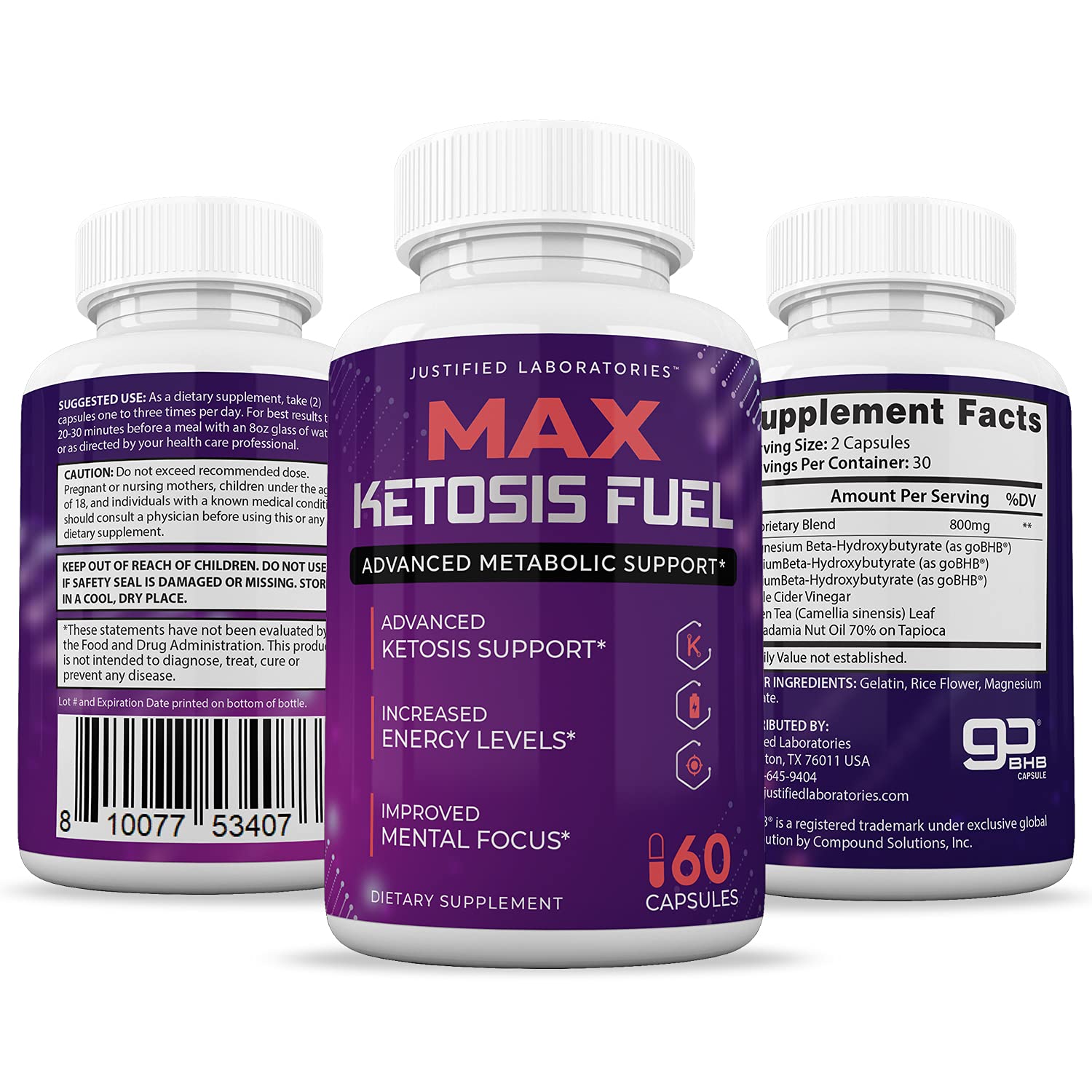 Max Ketosis Fuel Pills Includes Apple Cider Vinegar goBHB Exogenous Ketones Advanced Ketogenic Supplement Ketosis Support for Men Women 60 Capsules