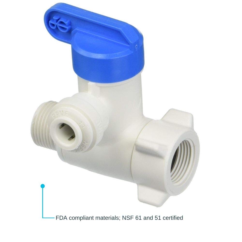 John Guest 3/8 x 3/8 x 3/8 Inch Angle Stop Adapter Valve, Push to Connect Plastic Plumbing Fitting, PASVPP2