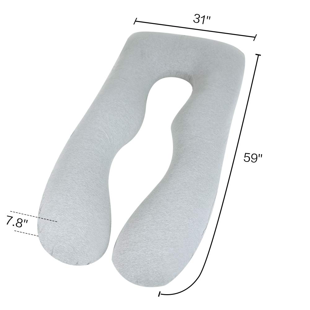 Joyourbaby 59'' Full Body Pregnancy Pillow U-Shaped Maternity Sleeping Pillow with Removable Cover (Gray)