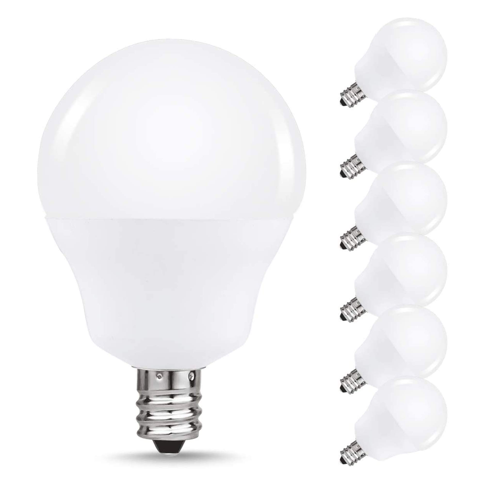 JandCase LED Globe Candelabra Light Bulbs, 2W(25W Equivalent), 250lm, Soft White 3000K, LED Bulbs for Ceiling Fan, E12 Base, Tiny G14 Bulbs, Not Dimmable, 6 Pack