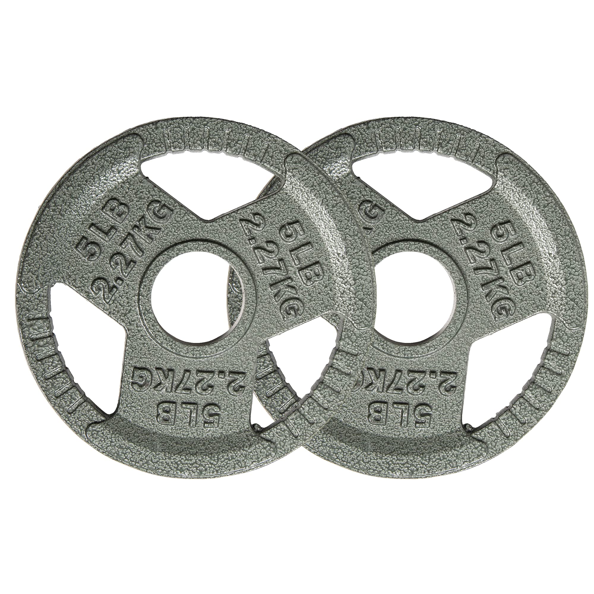 HULKFIT 2” Olympic Grip Cast Iron Enamel Coated Weight Plates for Strength Training Workout Equipment - 5 lbs Pair