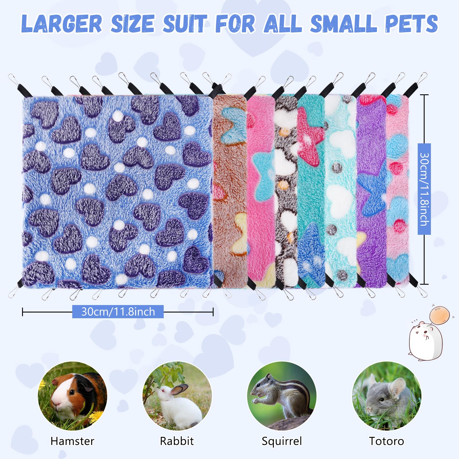 Jspupifip 8 Pcs Guinea Pig Rat Hammock Hanging Hammock Bunkbed Toys Accessories for Small Animals Guinea Hamster Parrot Rat Mice Chinchilla Flying Squirrel Hideout Soft Double Layer