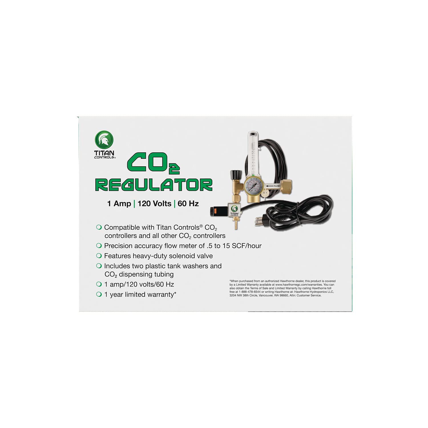 Titan Controls CO₂ Regulator - Compatible with Titan Controls CO₂ Controllers and Other CO₂ Controllers, For Gardens