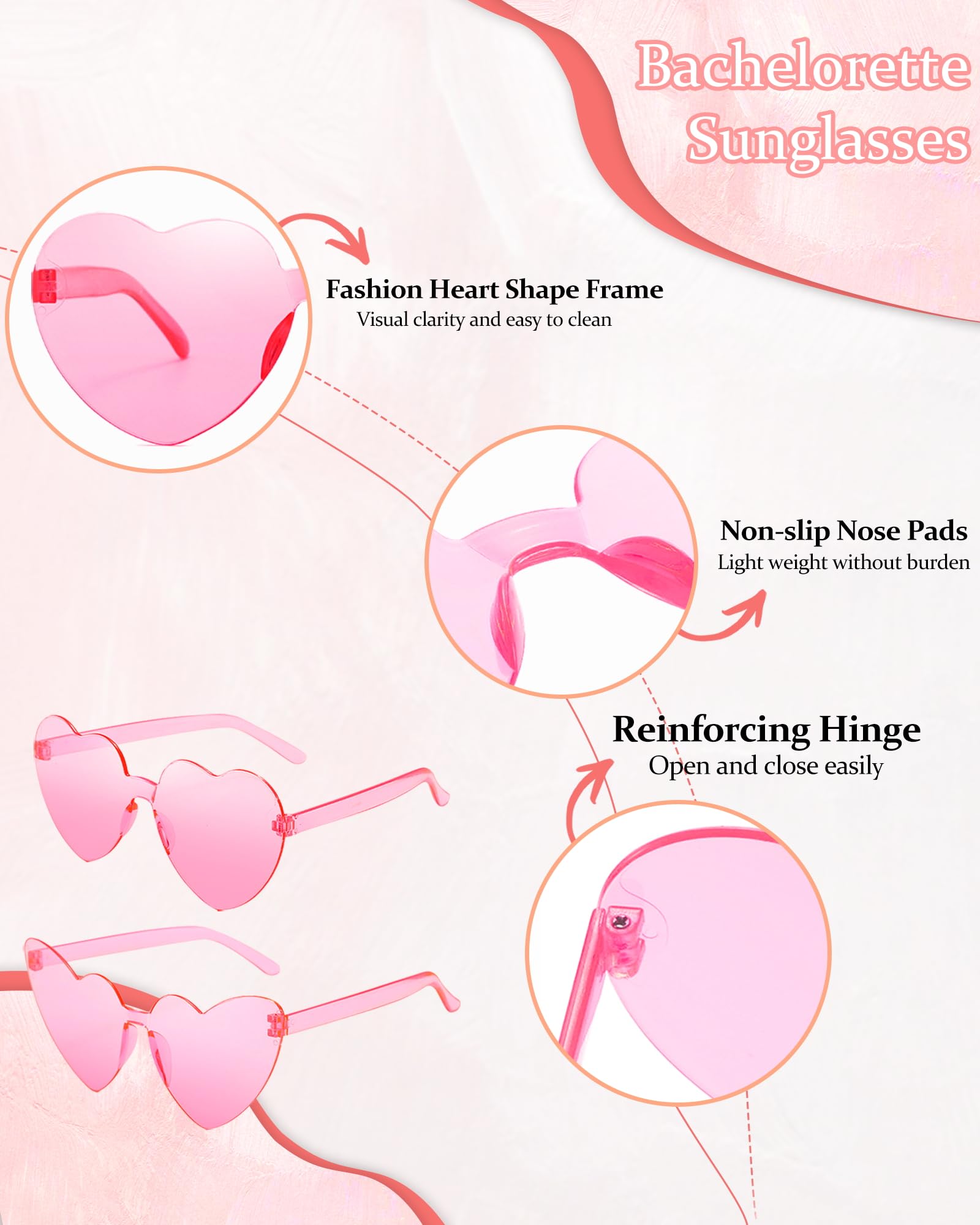 Salfboy 200 Pairs Heart Shaped Sunglasses Heart Sunglasses Bulk Candy Color Plastic Sunglasses Valentines Party Favors