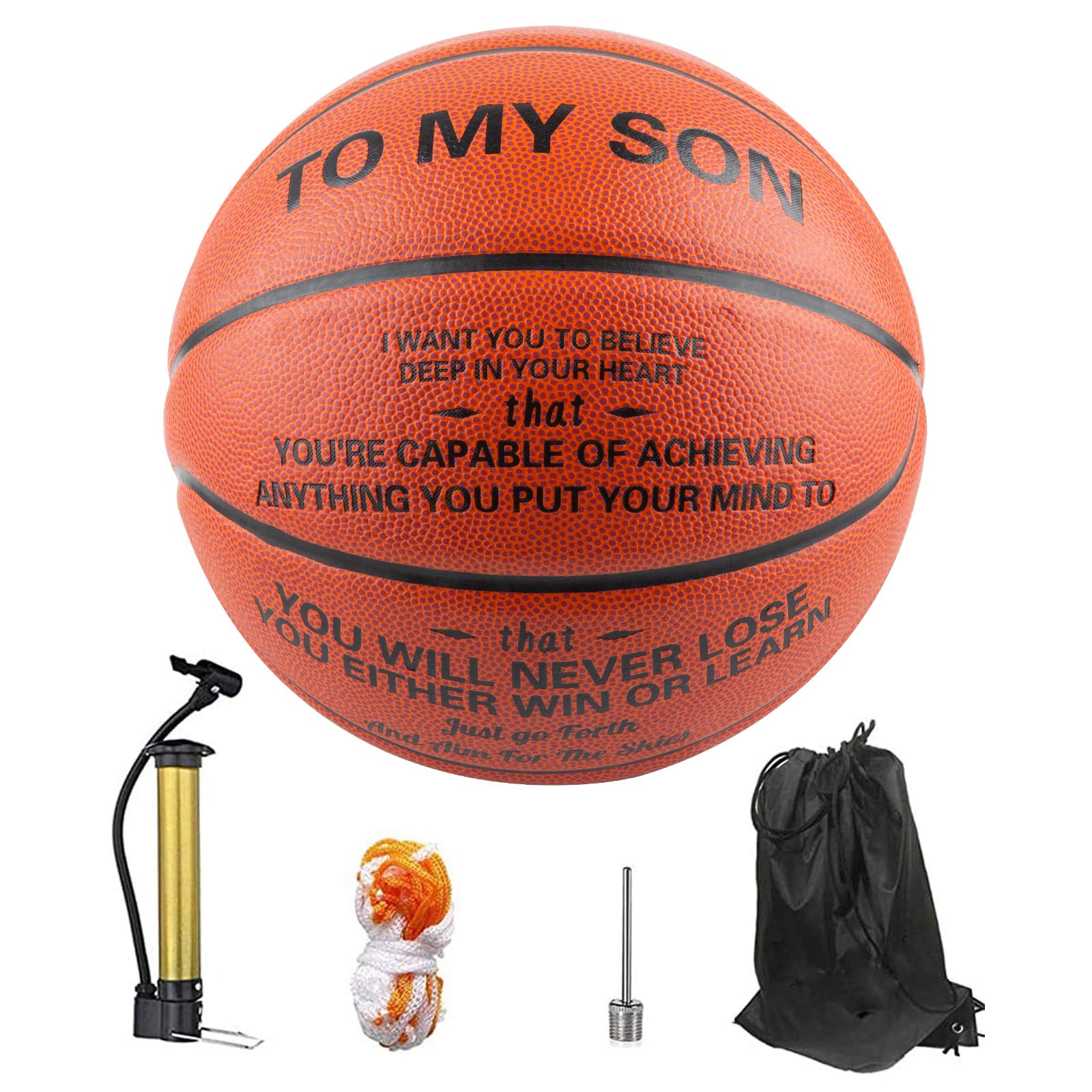 KAAYEE Engraved Basketball for Son from Mom, Personalized 29.5" Basketball Son Gifts from Mom, Custom Birthday Graduation Christmas Back to School Gift for Son from Mom