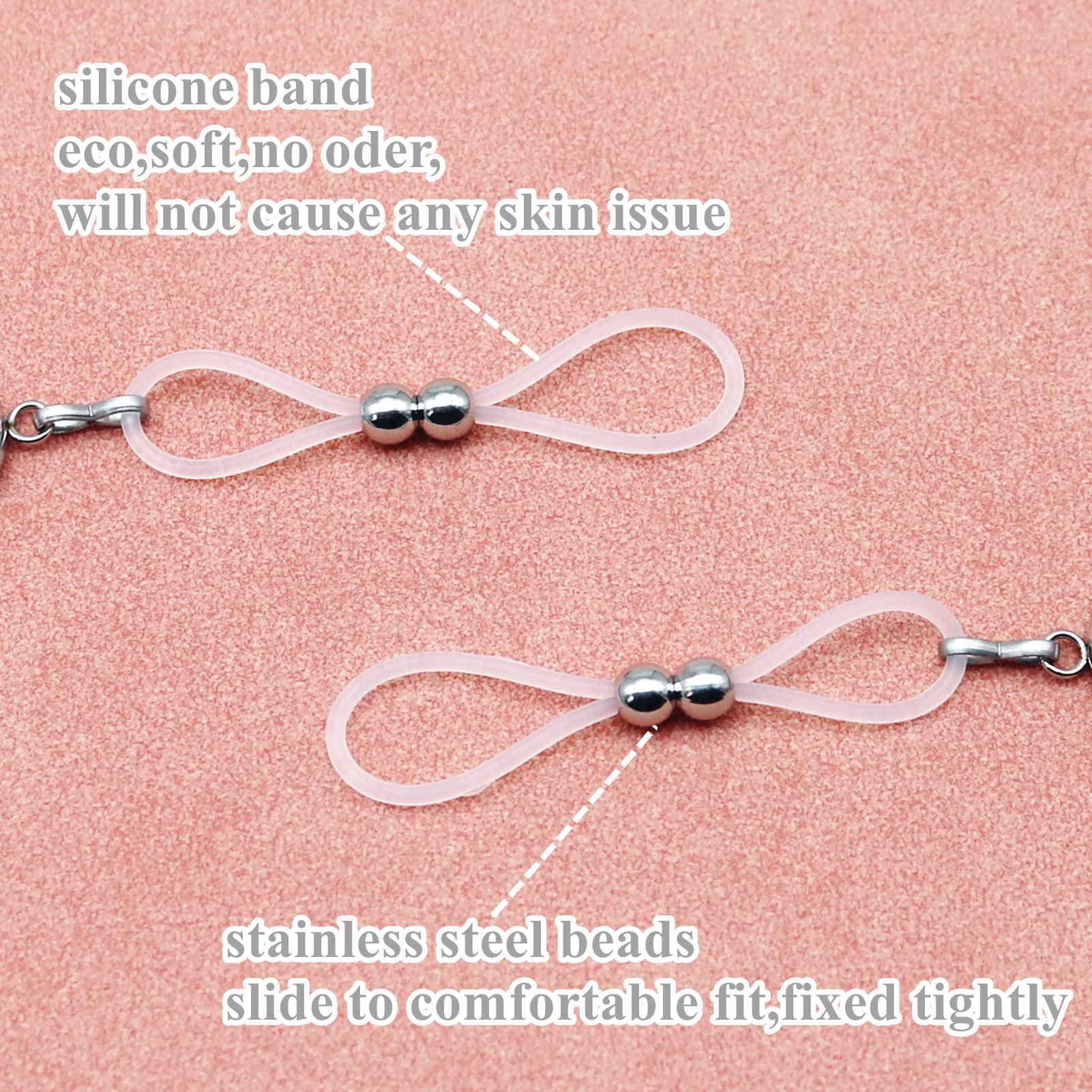 Mimimelon Faux Nipple Piercing Jewelry with Choker Heart Nipple Chains Non Piercing Nipple Rings Adjustable Nipple Noose