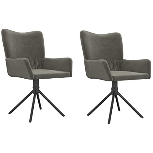 vidaXL Swivel Dining Chairs in Luxurious Dark Gray Velvetā Modern and Stylish, Comfortable Foam-Filled Seat, Perfect for Elegant Dining and Living Spaces