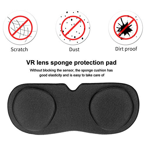 KASCLINO Dust Proof VR Lens Cover Protector for Oculus Quest 2, VR Accessories Anti Scratch Lens Protective Cover Cap, Washable Protective Cover(Black)