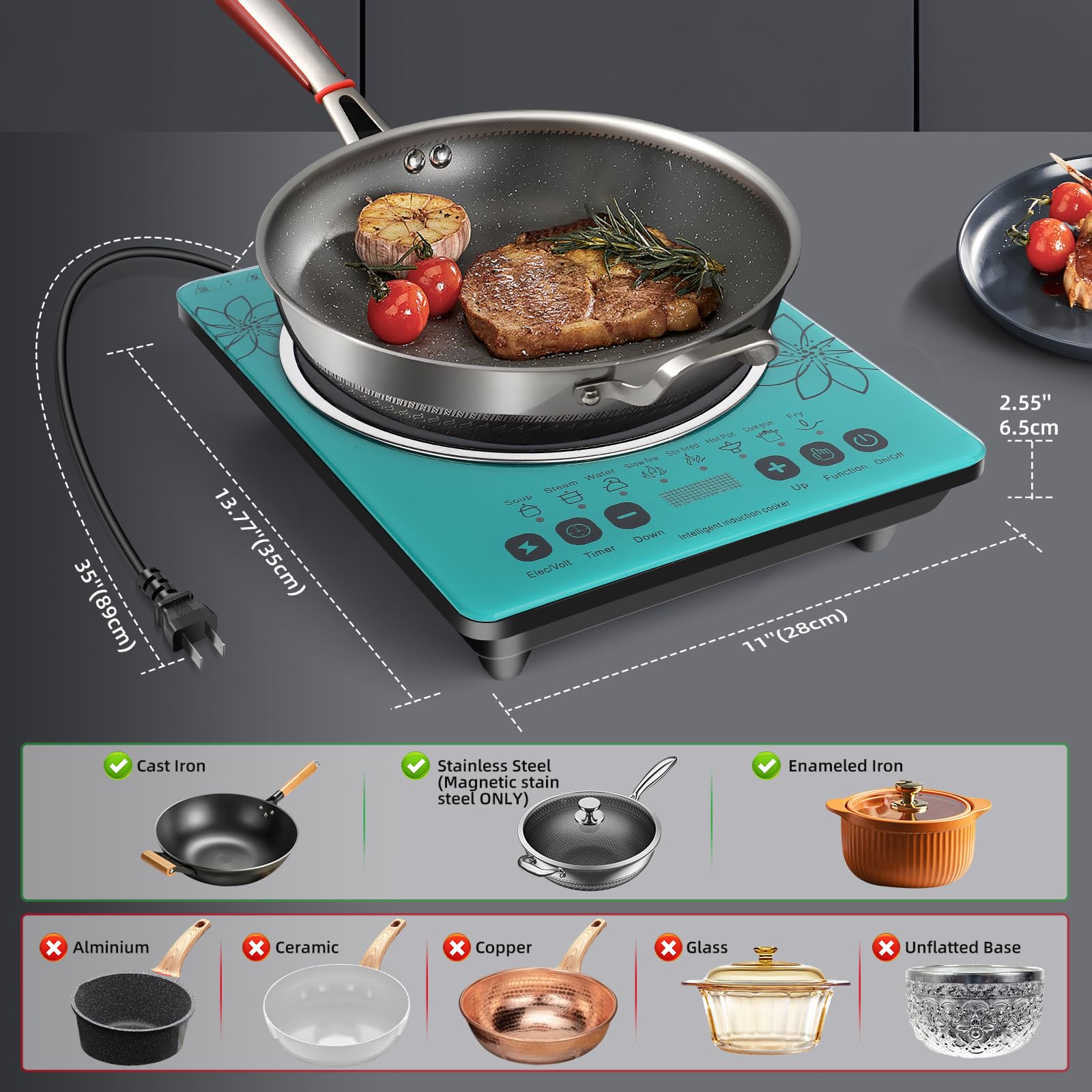 Induction Burner Hot Plates for Cooking Electric Cooktop Portable Induction Cooktop with 2200W Electric Stove Burners