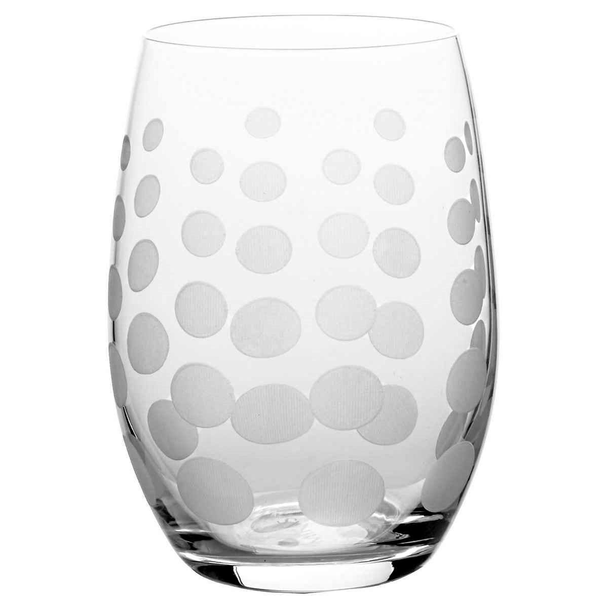 Mikasa Cheers Stemless Etched Wine Glasses, Fine European Lead-Free Crystal, 17-Ounces for Red or White Wine - Set of 6