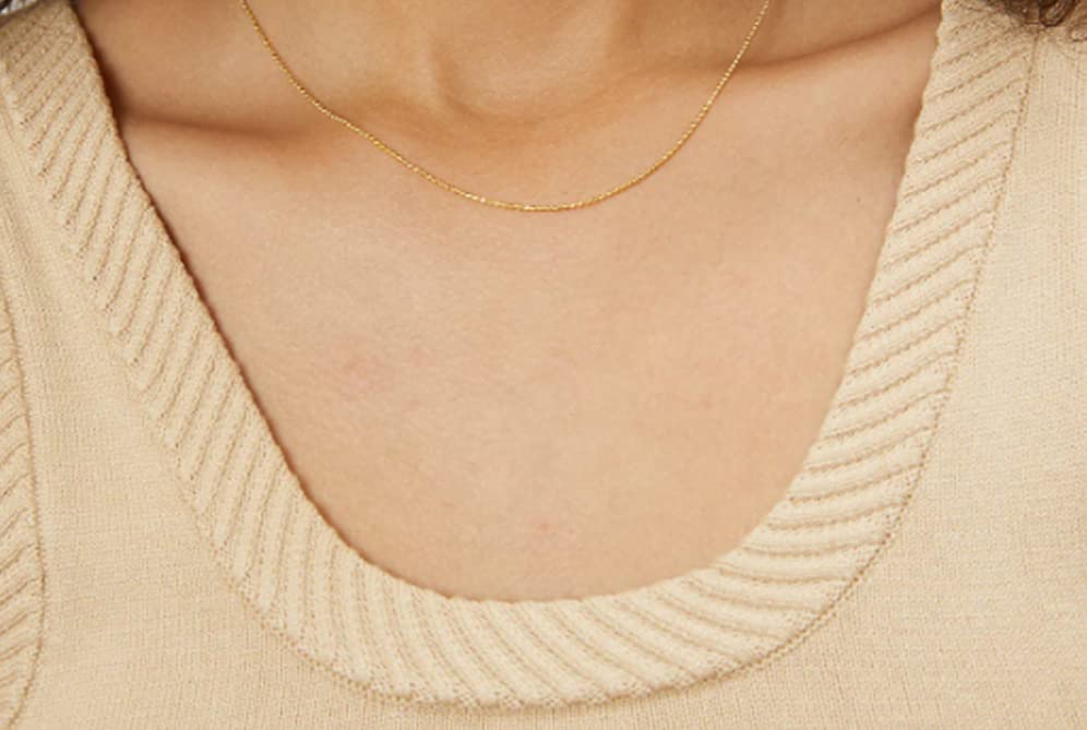 Jewelry Affairs 14k Yellow Real Gold Diamond Cut Bead Chain Necklace, 1.2mm, 18"