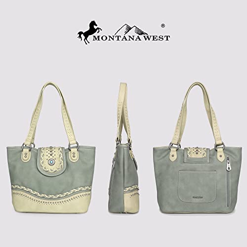Montana West Buckle Collection Western Bag Concealed Carry Totes for Women with Wallet Set MW1107G-8317GN+W