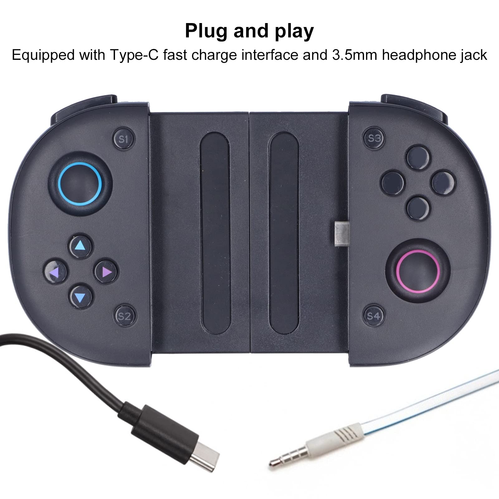 Mobile Game Controller Portable Mobile Game Controller 2 in 1 Mobile Game Controller Type‑C Version Gamepad for Android Mobile Game Controller