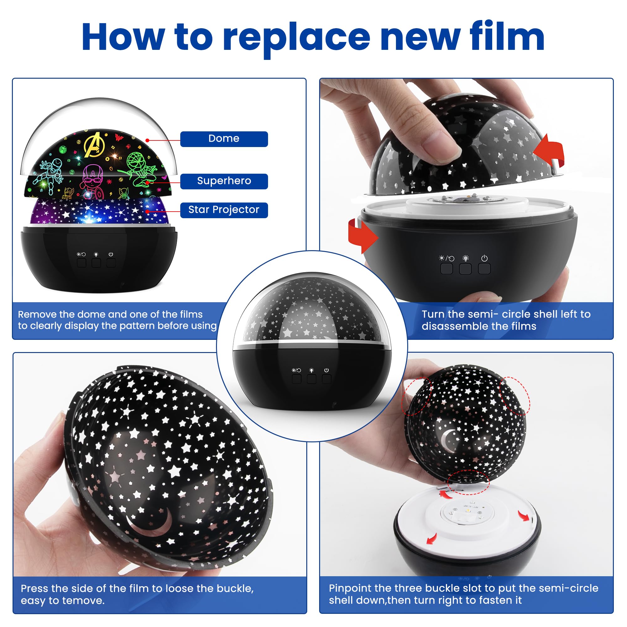 Star Projector Night Light for Kids Baby Night Light Projector with Timer Lamp for Sleeping Soother Nursery Bedroom Decor, Gift Toys for 2-10 Year Old Girls Boys - Black