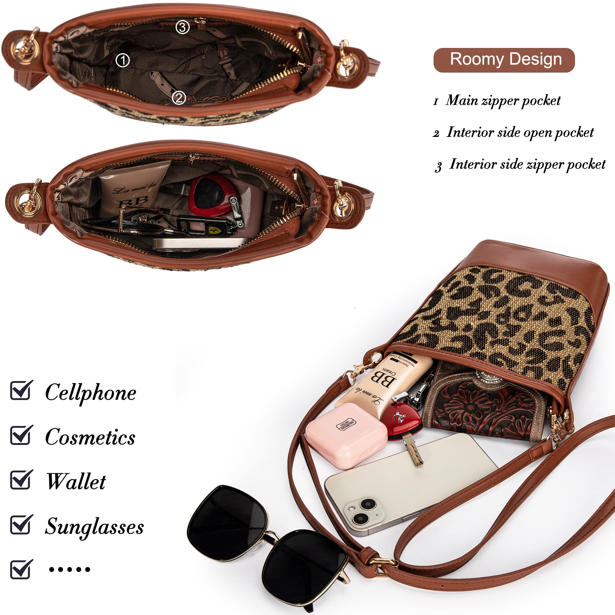 Montana West Crossbody Bag 2 pcs Purses Set Small Leopard Handbags with Wallet for Women MWC2-114LP