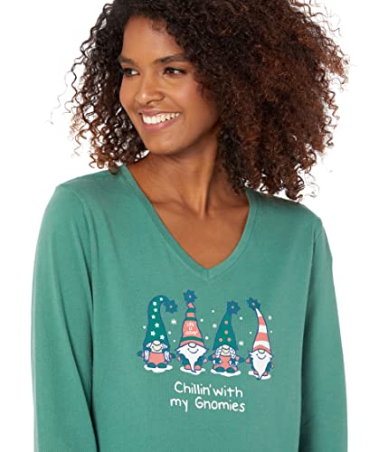 Life is Good. Women's Lit Up Cat LS Crusher-Lite Tee, Darkest Blue, XXX-Large