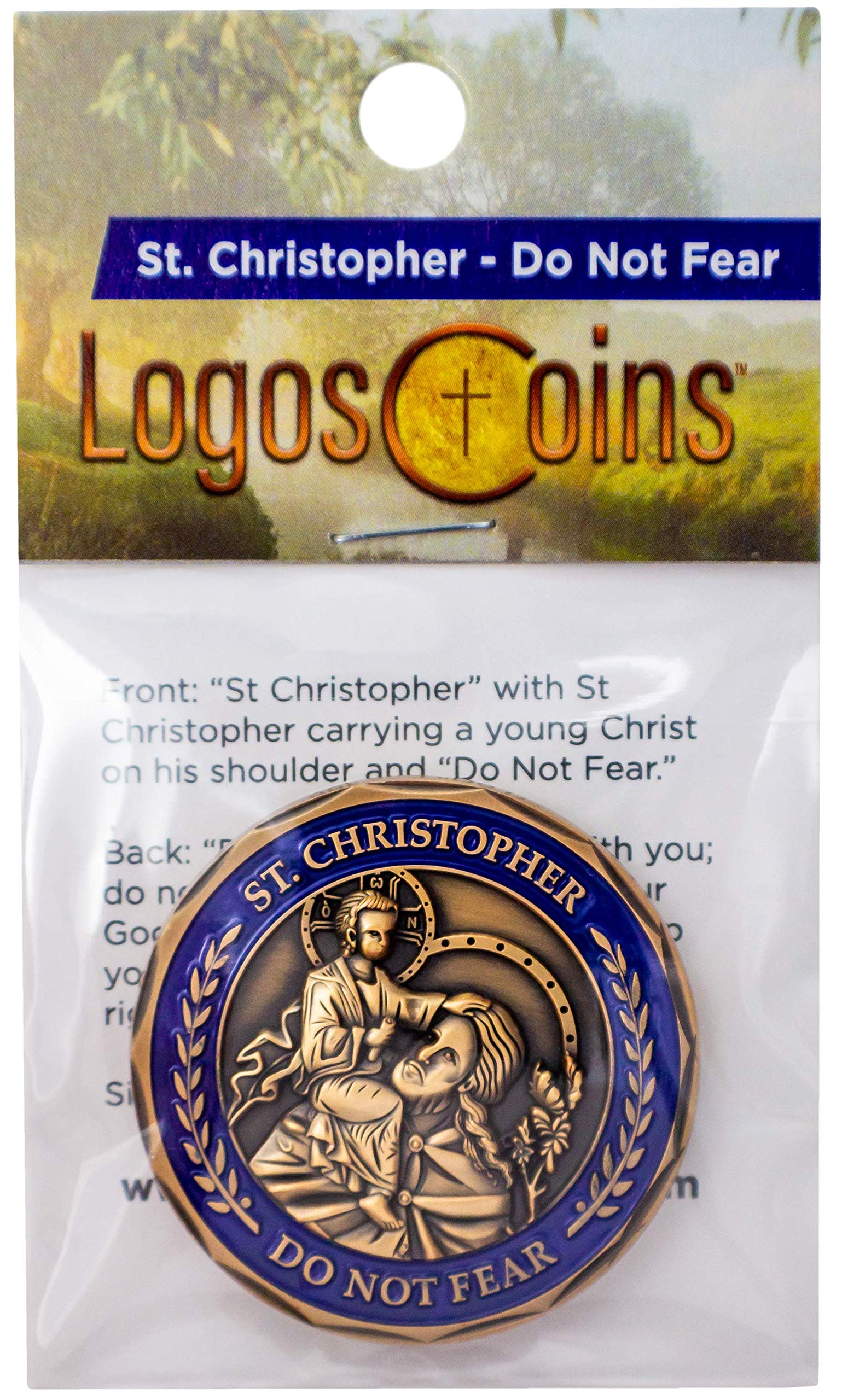 Saint Christopher, Do Not Fear, Protection Catholic Challenge Coin. Do not be Afraid, Do Not Be Dismayed for I am Your God, I Will Strengthen You & Help You. Antique Gold-Color Plated Travel Coin