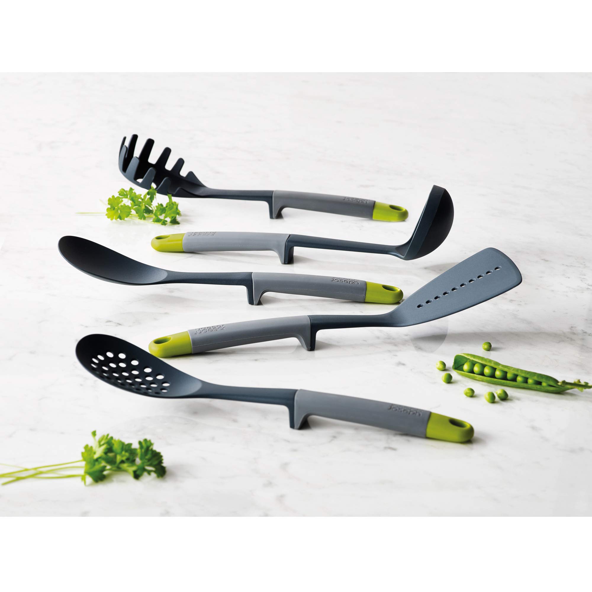 Joseph Joseph Elevate Nylon Slotted Spoon with Integrated Tool Rest, One-Size, Gray/Green