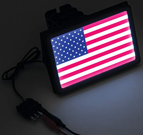 Kuryakyn 2893 Motorcycle Lighting Accessory: Freedom Flag LED Receiver Hitch Cover for 1-1/4" and 2" Hitches, Black