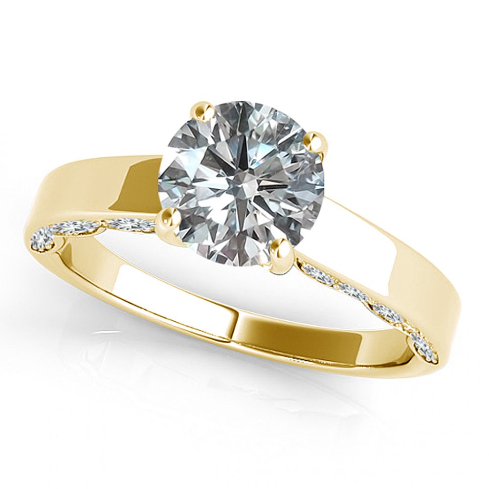 Jascina 0.50 Carat G-H Diamond Vintage Beautiful Solitaire Engagement Wedding Anniversary Ring 14K Yellow Gold