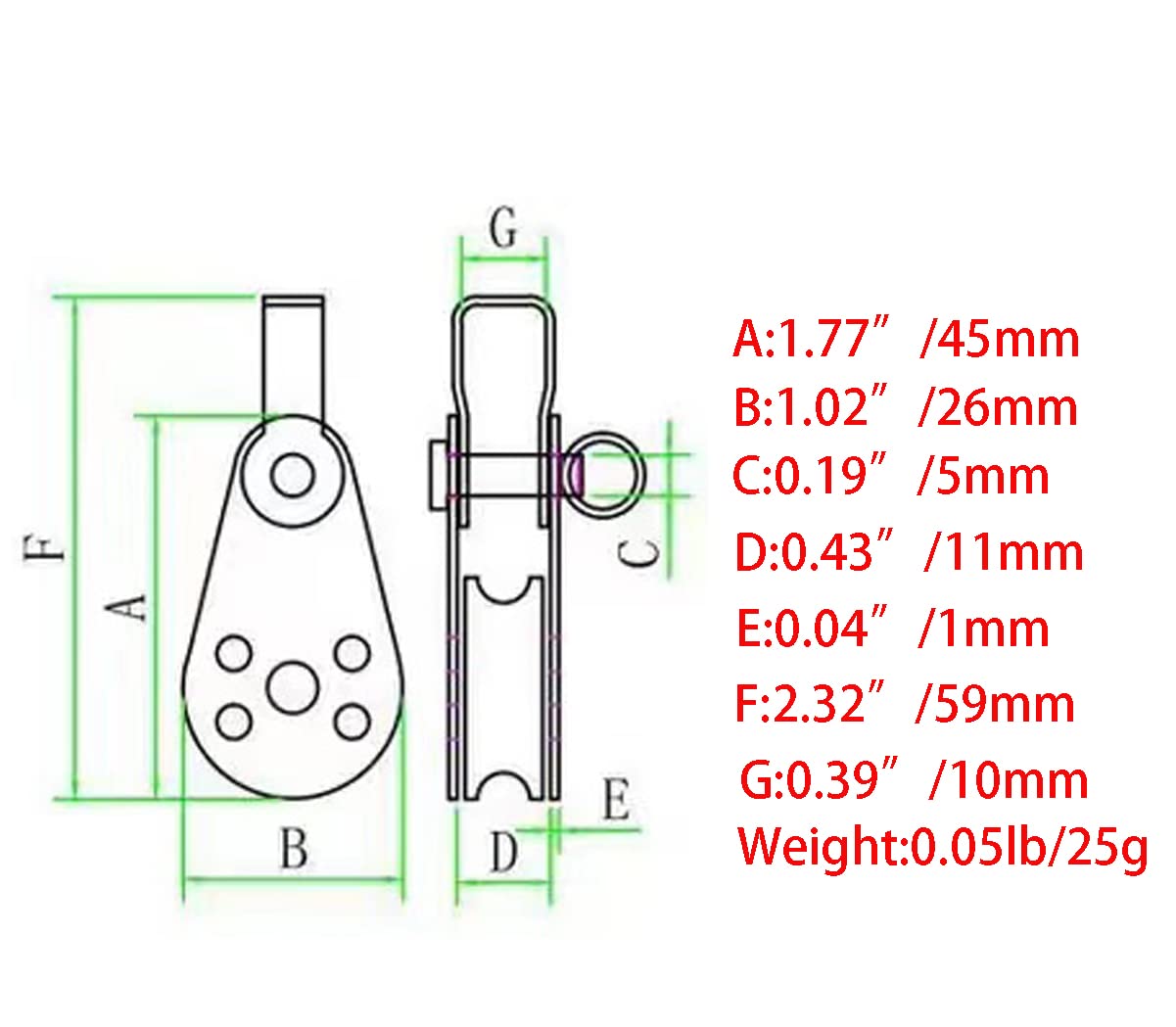 Lsahyong 4PCS Stainless Steel 316 Pulley Blocks Rope Runner Boat Accessories Canoe Anchor Trolley Kit for 2mm to 8mm Rope