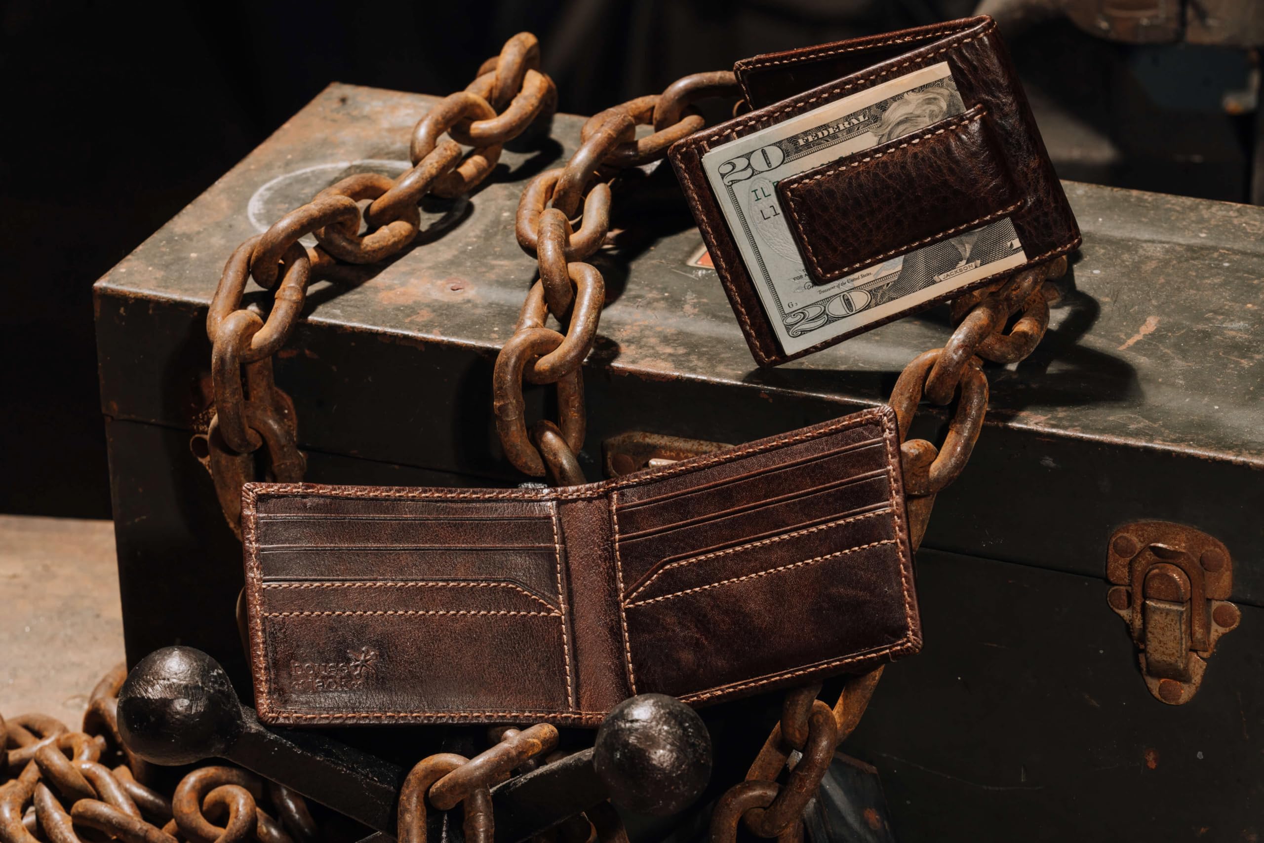 House of Jack Co. IVOR Bifold Wallet With Money Clip | Front Pocket Wallets for Men | Super Strong Magnet | Slim Card Holder (brown)