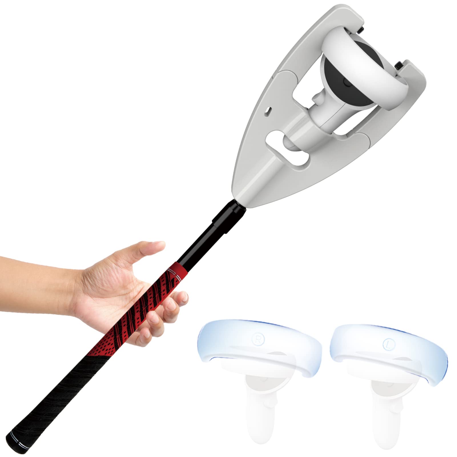 Okaycat Golf Club Handle for Oculus Quest 2 Accessories, Golf Club Adapter Compatible with Meta Quest 2 Upgraded Fixed Clasp and Counterweight to Protect Controller