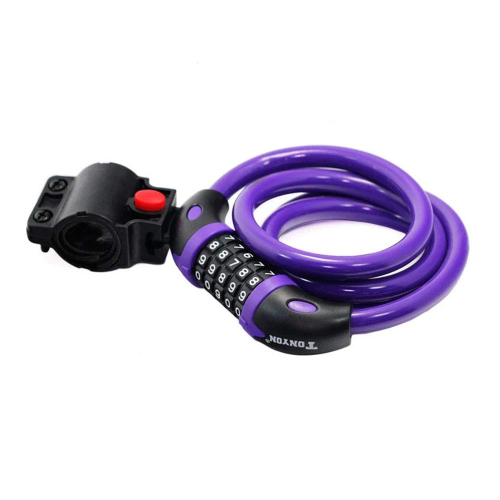 JPOJPO Bicycle Lock Road Mountain Bike Folding Cable Locks cycle Code Bicycle Lock 12 * 1200MM PURPLE