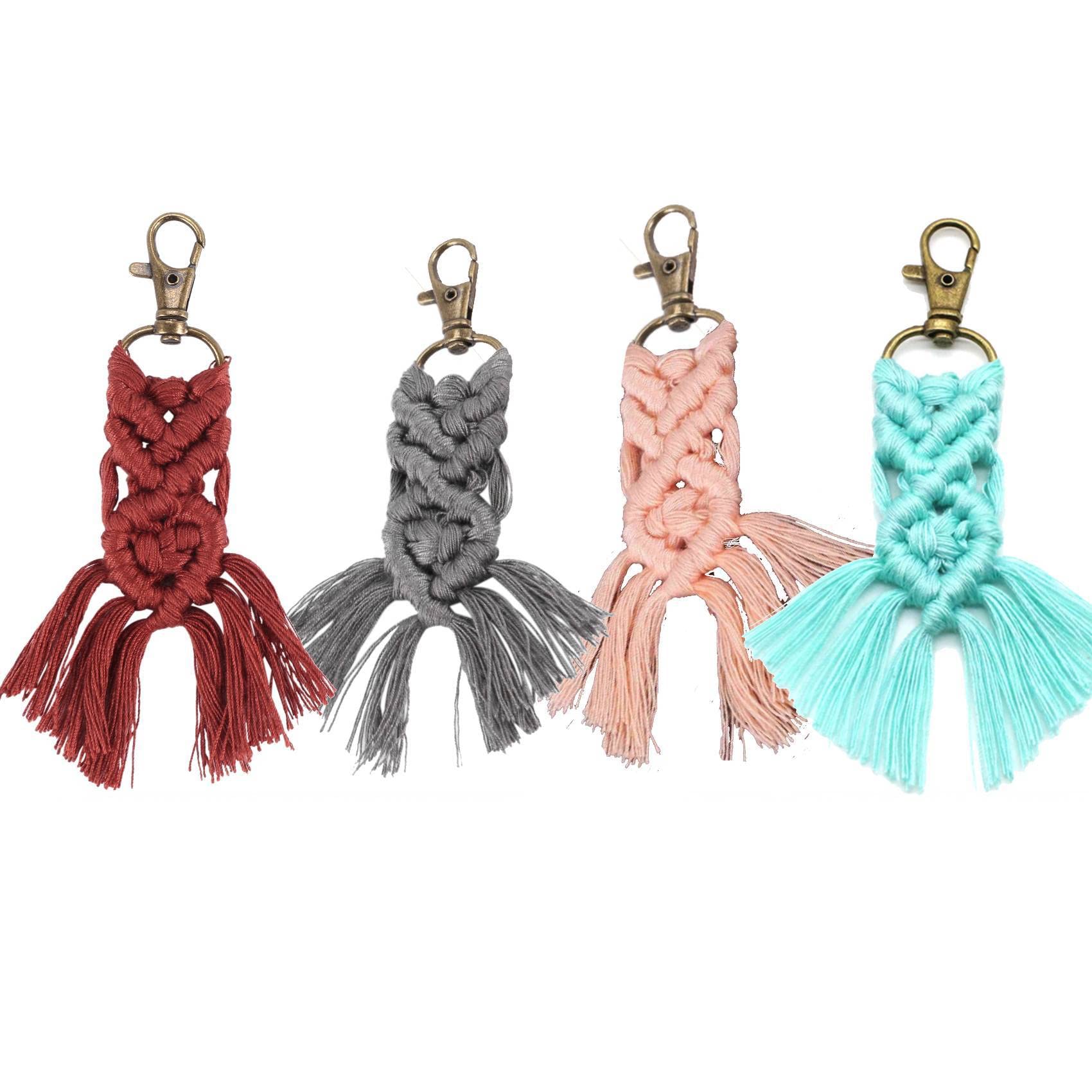 Laiaouay 11 Pcs Macrame Keychains Boho Woven Key with Tassels for Car Key Bag Pendant Purse Charm Unique Gift, Multicolor, 2.5 x 13cm