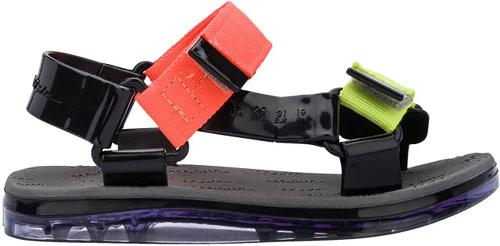 mini melissa Papete + Rider (Little Kid/Big Kid) Black/Yellow/Orange 2 Little Kid M