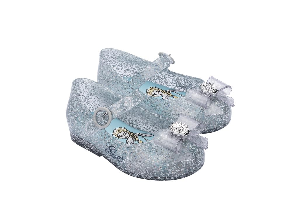 mini melissa Sweet Love + Disney Princess Mary Jane Flats for Babies, Elsa, 7