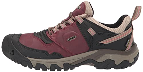 KEEN Women's Ridge Flex Low Height Waterproof Hiking Boots, Rhubarb/Brindle, 8