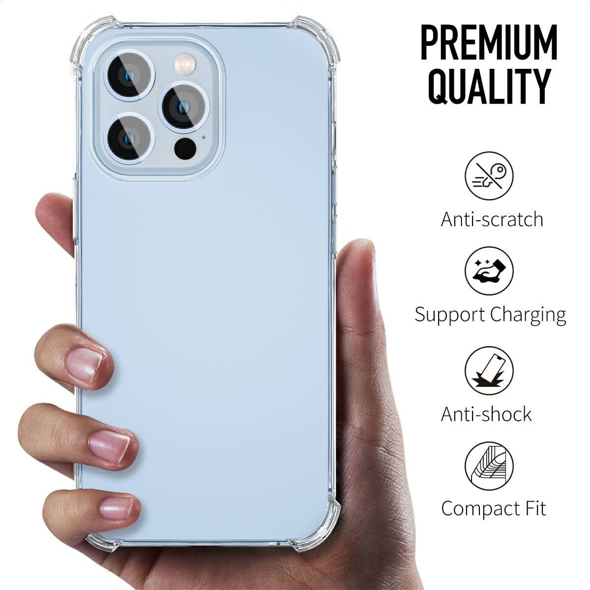 MOCOLL Crystal Clear Case Compatible with iPhone 13 Upgraded Shockproof Buffer Airbag Protective Ultra-Thin Slim Anti-Yellowing Case for 6.1 inch- Clear