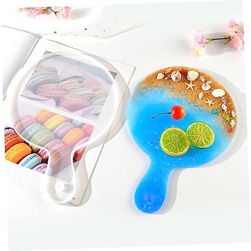 VILLCASE Tray Mold Round Serving Tray Clear Resin Epoxy Resin Coasters Bowl Mats Making Dinner Plate Resin Coaster Molds Coasters Mould Creative Coaster Mold Handle Tray Mould Cutting Board