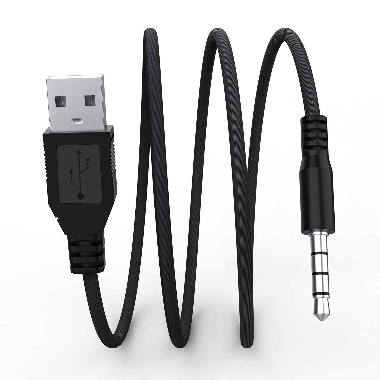USB to 3.5mm Aux Audio Cord, USB Male to 3.5mm Aux Stereo Audio Cable Adapter Compatible with PC Laptop PS4 PS5 Headphone Speaker