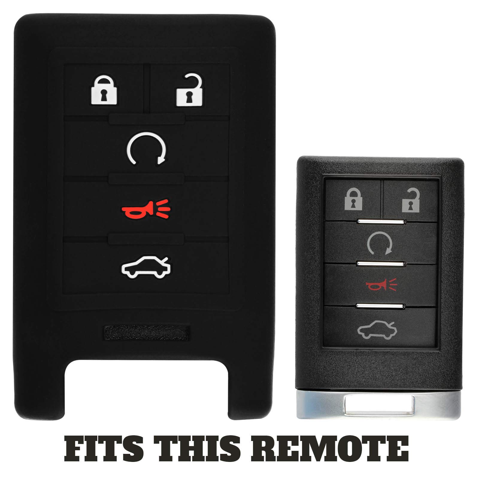 KeyGuardz Keyless Remote Car Smart Key Fob Outer Shell Cover Soft Rubber Case for Cadillac ATS CTS DTS SRX STX XTS