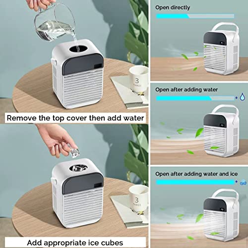 TOCOOL Portable Air Conditioner Fan, Mini Evaporative Cooler, Personal Air Conditioner Small Air Cooler Quiet Desk Fan Humidifier Misting Fan for Small Room Bedroom Home Office, White, AF1