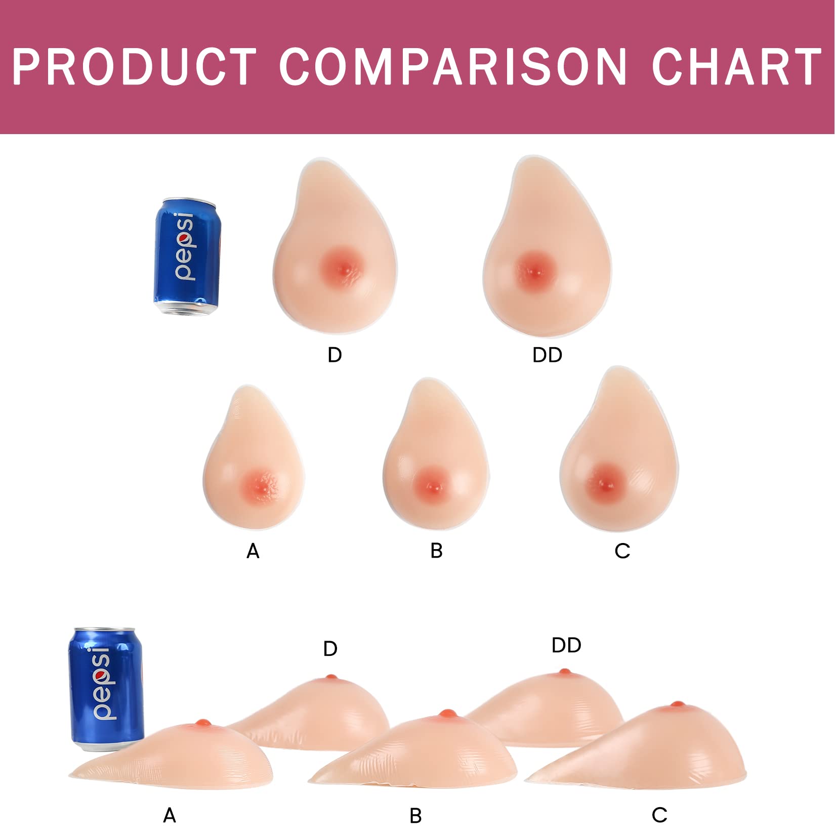 IVITA One Piece D Cup irregular Side Silicone Breast Forms Fake Boobs Mastectomy Prosthesis Chest Bra Pad Enhancers