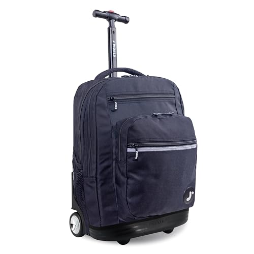 J World New York Sundance Rolling Backpack Girl Boy Roller Bookbag, Black, 20 Inch